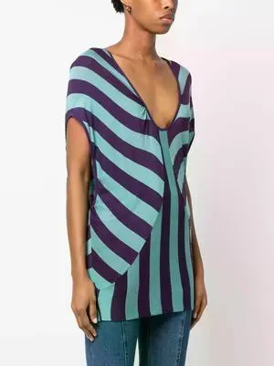 JEAN PAUL GAULTIER 1990s U-neck Striped Blouse
