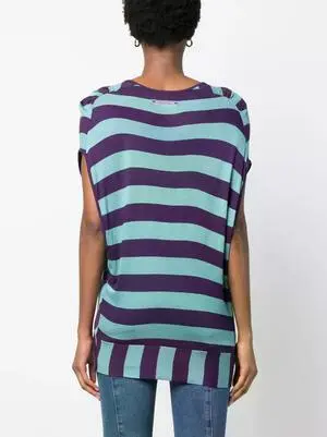 JEAN PAUL GAULTIER 1990s U-neck Striped Blouse