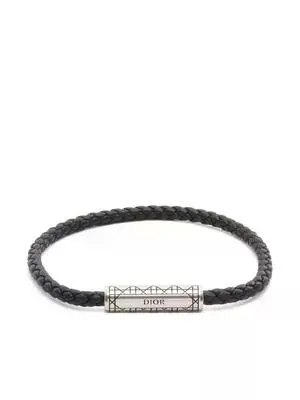 Dior 2000s Cannage Leather Bracelet - Black