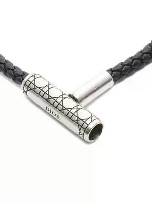 Dior 2000s Cannage Leather Bracelet - Black