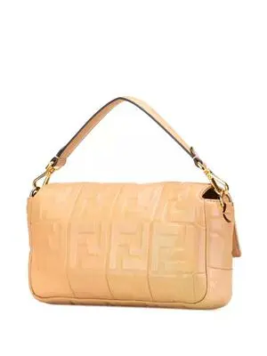 Fendi Zucca Embossed Leather Baguette - Brown