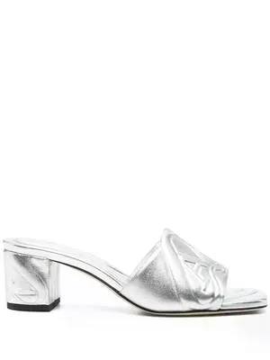 Alexander McQueen 50mm Seal Mules - Silver