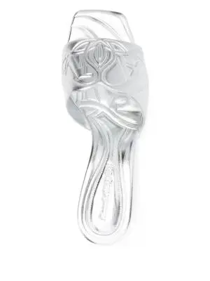 Alexander McQueen 50mm Seal Mules - Silver