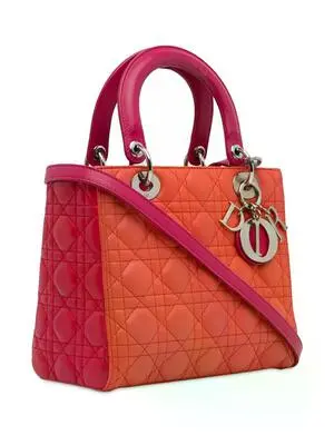 Dior 2013 Medium Lambskin Cannage Lady Satchel - Orange