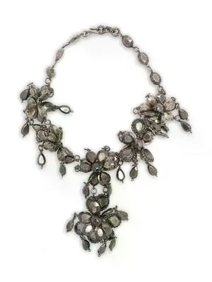 Bottega Veneta Flower-embellishment Teardrop Necklace - Silver