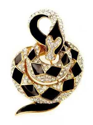 SUSAN CAPLAN 1980s Snake Brooch - Black