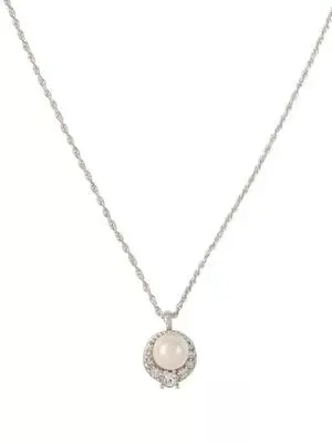 Nina Ricci 1990s Pearl Pendant Necklace - Silver