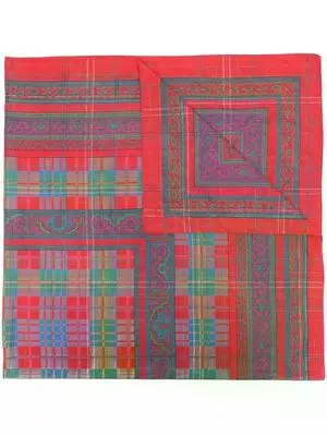 Saint Laurent 1980s Check Paisley-print Scarf - Red