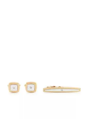 Dior 1980s Logo-print Tie Clip And Cufflinks Set - Gold