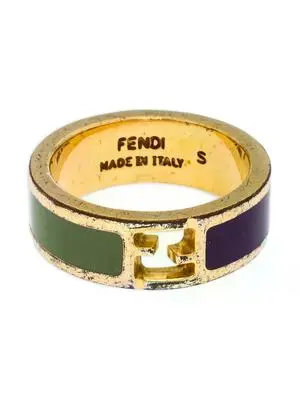 Fendi Enamel Logo Ring - Gold