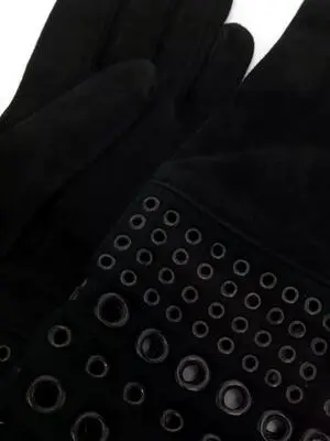 Gianfranco Ferre 1990s Suede Gloves With Eyelet Detailing