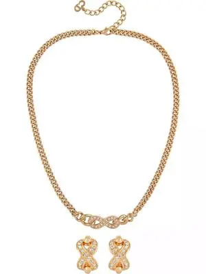 Dior Crystal-embellished Necklace And Earrings Set - Gold