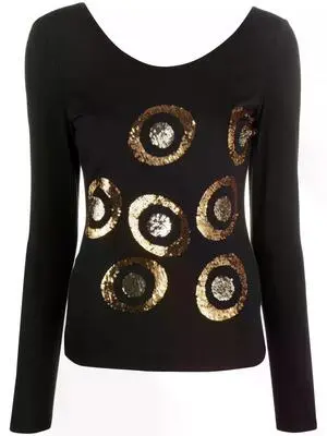Versace 2000s Sequinned Long-sleeved Top