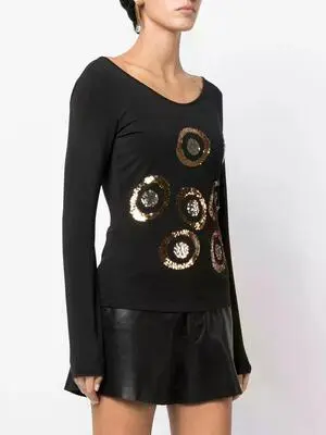 Versace 2000s Sequinned Long-sleeved Top