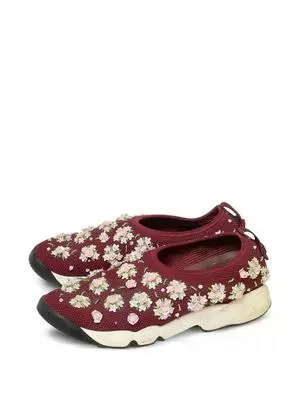 Dior 2014 Mesh Flower-embellishment Sneakers - Red