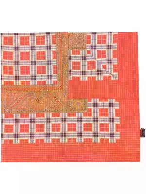 Saint Laurent 1970s Check Paisley-print Scarf - Orange