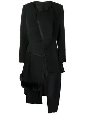 Comme Des Garçons Deconstructed Faux Fur Trim Coat - Black
