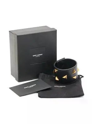 Saint Laurent Triangle Studded Leather Bracelet