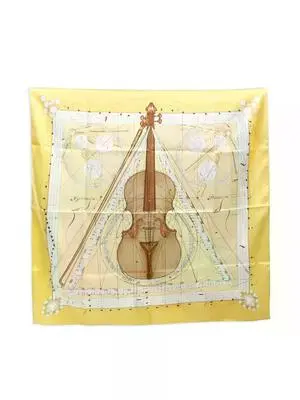 Hermès 2010s Carré 90 La Musique Des Spheres Silk Scarf - Yellow