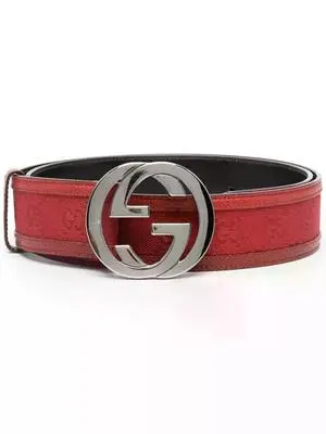 Gucci Interlocking Gg Buckle Belt - Red