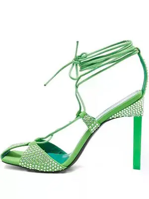 Attico Crystal Embellished Lace-up Sandals - Green