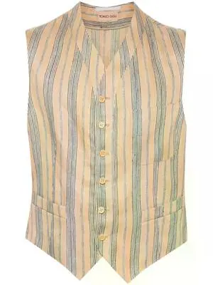 ROMEO GIGLI 1990s Striped Herringbone Vest