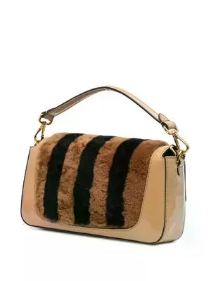 Fendi 2010-2024 Shearling Pequin Baguette Satchel - Brown