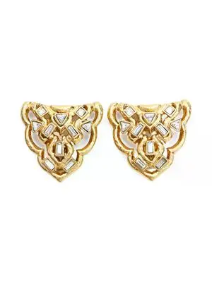 Saint Laurent 1980-2000s Embellished Clip-on Earrings - Gold