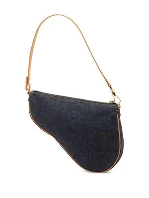 Dior Mini Denim Saddle Pochette - Blue