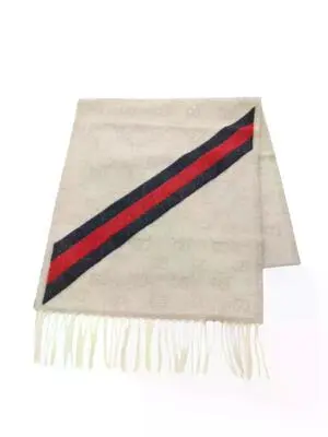 Gucci 2020s Gg-pattern Fringed Scarf - Neutrals