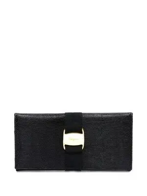 FERRAGAMO 2000s Vara Textured Wallet - Black