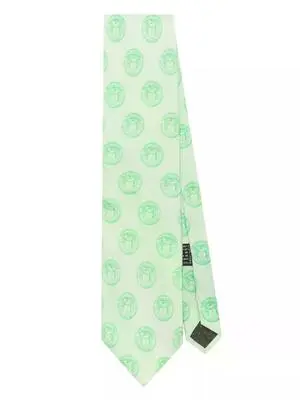 Versace 1990s Medusa-head Silk Neck Tie - Green