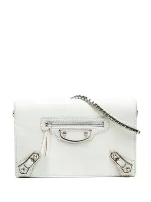 Balenciaga 2010s Leather Chain Crossbody Bag - White