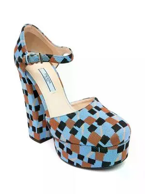 Prada Check Pattern Sandals