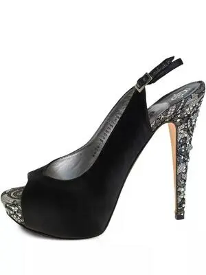 GINA 130mm Lace-panelled Sandals - Black