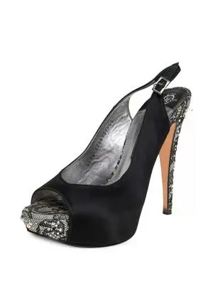 GINA 130mm Lace-panelled Sandals - Black