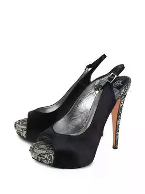 GINA 130mm Lace-panelled Sandals - Black