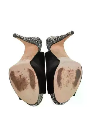 GINA 130mm Lace-panelled Sandals - Black
