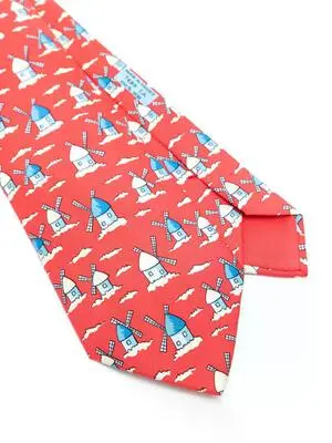 Hermès 2000s Windmills-print Silk Tie
