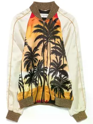 Saint Laurent Palm-tree Print Bomber Jacket - Orange