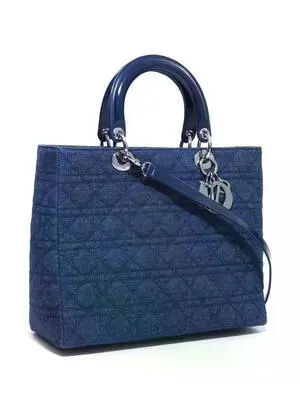 Dior 2000 Large Cannage Lady Two-way Handbag - Blue