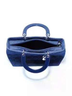 Dior 2000 Large Cannage Lady Two-way Handbag - Blue