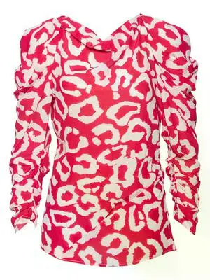 ISABEL MARANT VINTAGE Puff-sleeved Leopard Blouse - Pink