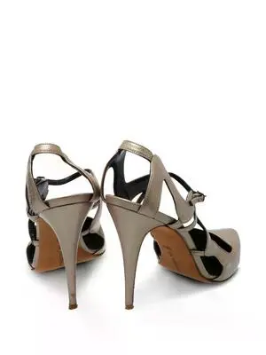 Manolo Blahnik Cut-out Metallic Sandals