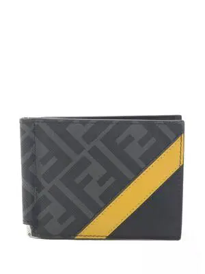 Fendi 2010-2025 Ff Monogram Diagonal Card Holder - Black