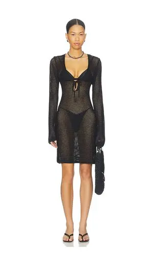 Good American Crochet Mini Dress - Black