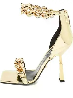 Versace Metallic Heeled Sandals - Yellow