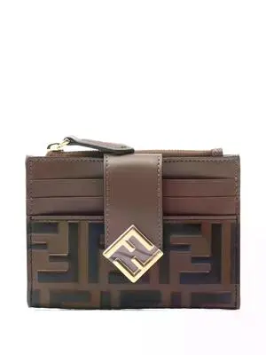 Fendi 2020s Ff Diamonds Zip Card Holder - Brown