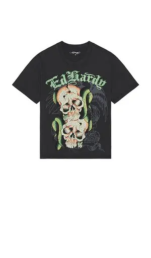 Ed Hardy Skull Snakes Boxy Tee In Black