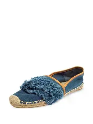 Tory Burch Fringed Denim Flats